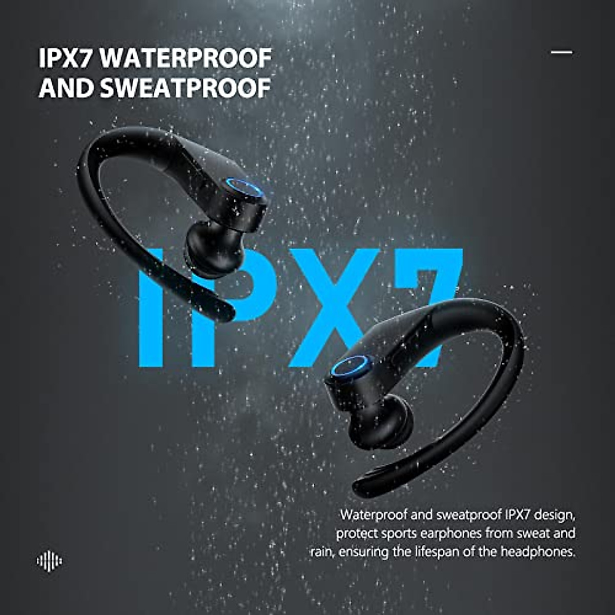 seenda Bluetooth Earbuds Wireless Headphones, True Wireless Stereo Sports Earphones, Bluetooth 5.0, IPX7 Waterproof Stereo Sound, Sweatproof Over Ear Earphones for Sports Running Workout Gaming Black