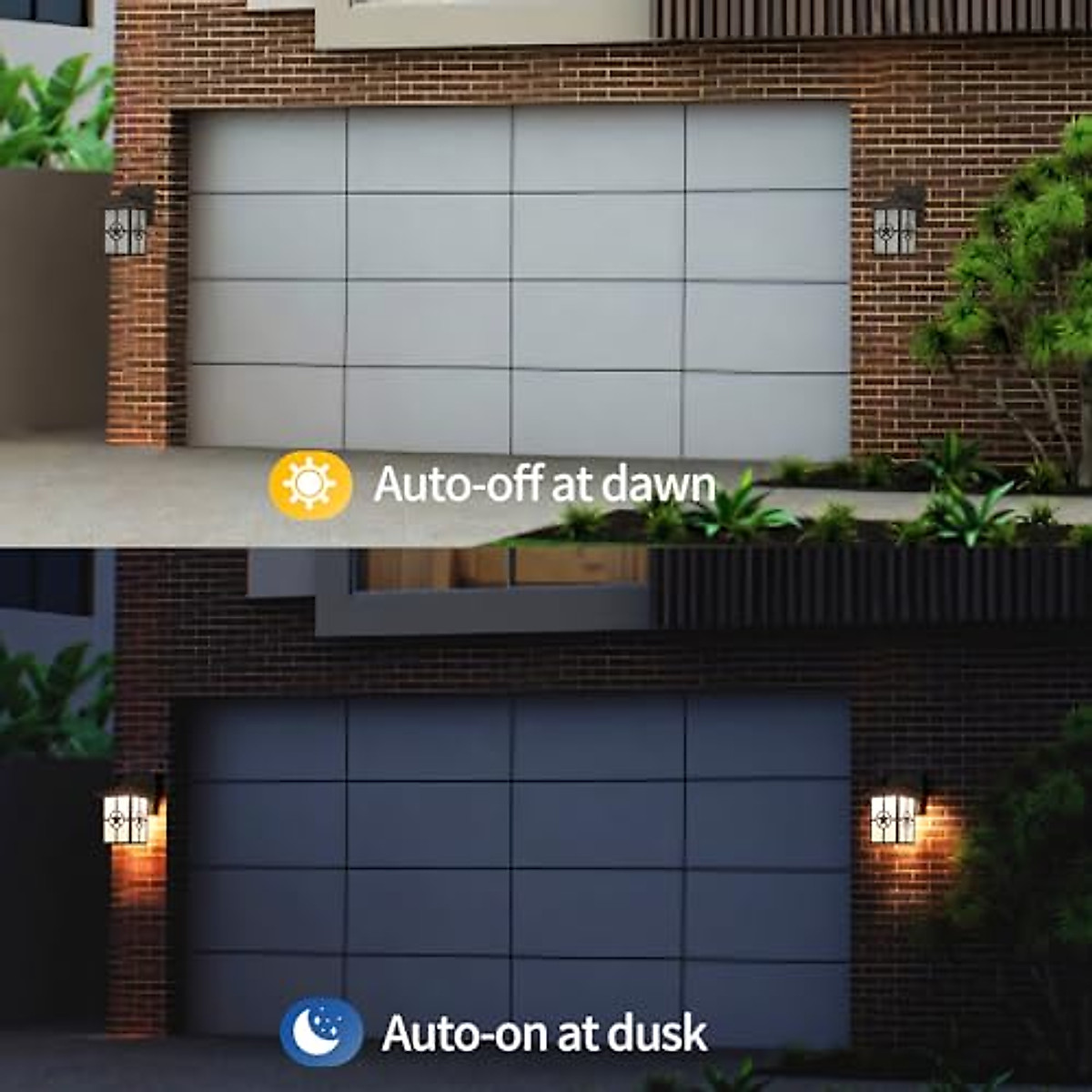 Yisuro Dusk to Dawn Porch Lights Outdoor, Bulb Included, Exterior Lighting Fixtures, Black Wall Sconce Waterproof, Star Outdoor Outside Lighting for Porch House Garage（1 Pack）