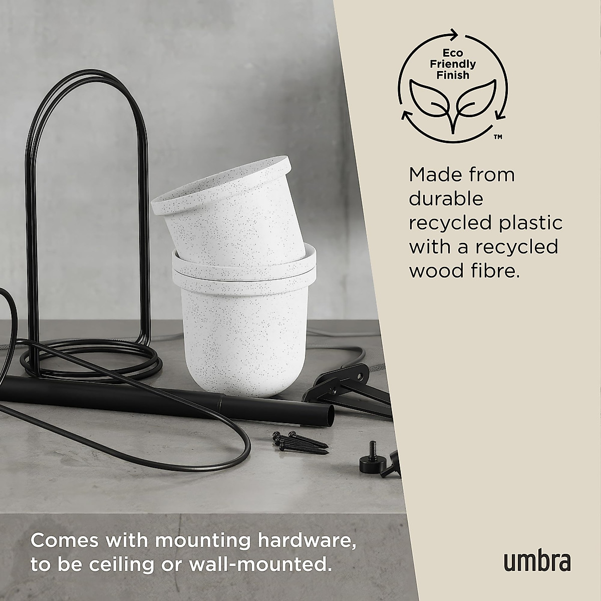 Umbra Triflora Hanging Planter for Window, Indoor Herb Garden, White/Black, Triple