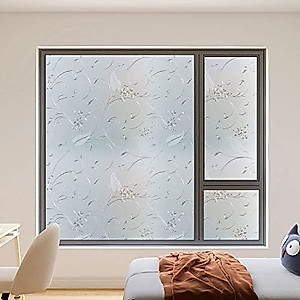 Frosted Privacy Glass Window Film, Vinyl Decorative Window Decals, Static Clings No-Glue Removable Window Film for Home Bathroom Living Room (17.5 x 78.7 inch)