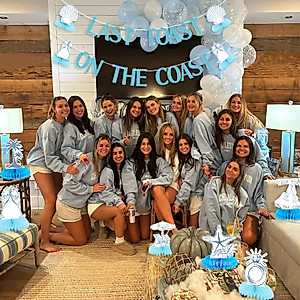 Last Toast On The Coast Party Decorations Coastal Bachelorette Honeycomb Centerpieces Blue Nautical Bachelorette Party supplies with Wine Cup Diamond Ring Shells Starfish for Bridal Shower