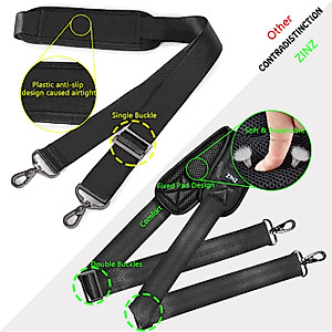 ZINZ Shoulder Strap 58" Universal Handbag Strap with Ultra-Thick Fixed Padded and Dual Balanced Adjustable Buckles Shoulder Crossbody Strap for Briefcase Messenger Bag Laptop Bag Luggage，Black