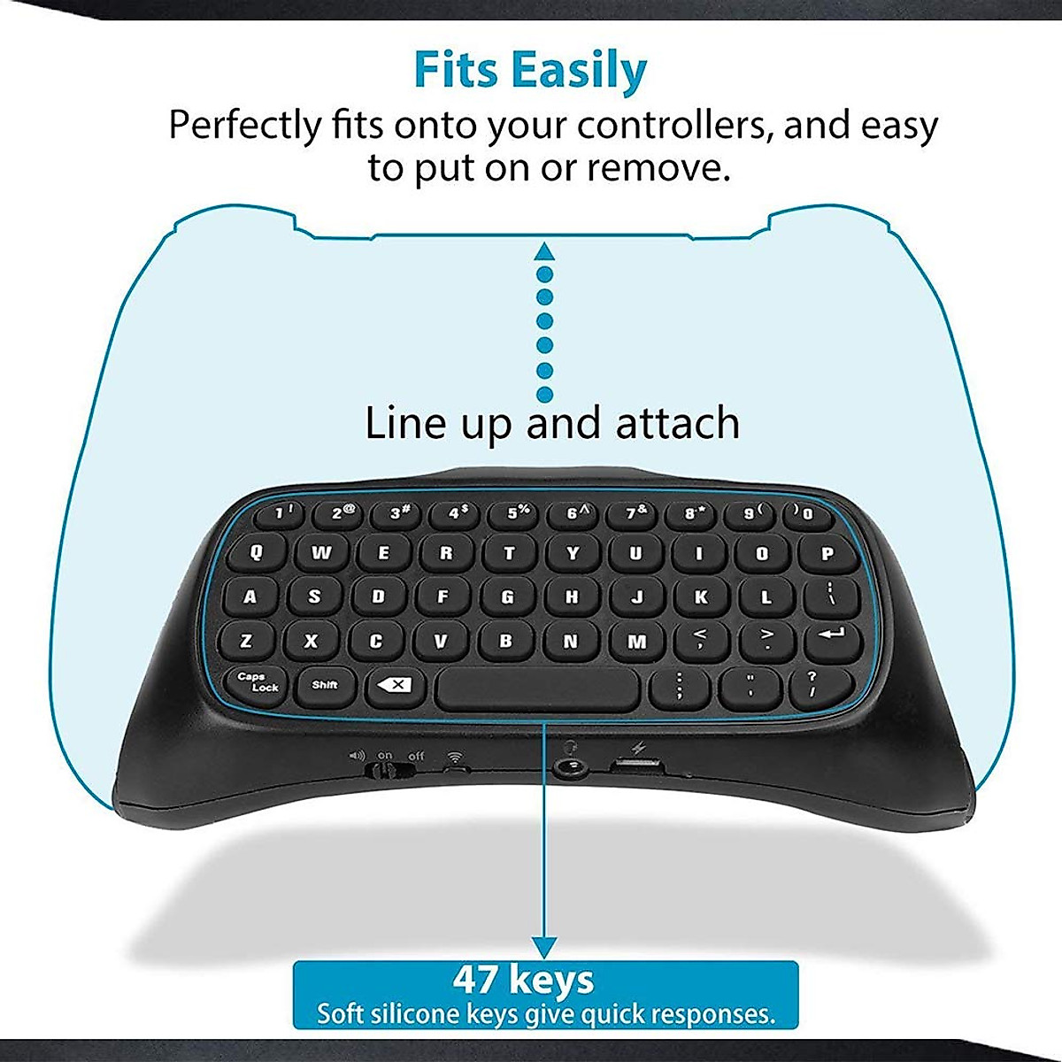 JIMAT Wireless Keypad Compatible for PS4 Keyboard PlayStation Slim Pro Controller ChatPad Input Text Search Chat | Built-in Speaker 3.5mm Jack