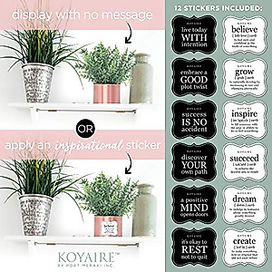 KOYAIRE 3 Motivational Faux Plants for Desk - Rose Gold Decor for Office - Small Home Office Accessories - Desk Decorations - Pink Office Gifts