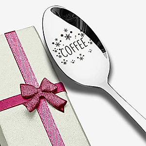 Funny Snowflake Coffee Spoon Engraved Stainless Steel, Coffee Lovers Gifts for Teen Women Men Friends, Winter Coffee Spoon Gifts for Christmas