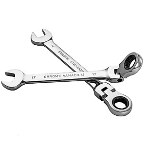 TOPDEEP Ratcheting Combination Wrench Set, 12 Piece 8-19mm Metric Flex Head Ratcheting Wrench, Chrome Vanadium Steel Ratcheting Spanner Wrench with Carrying Bag