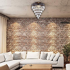 YaoKuem Semi Flush Mount Ceiling Light Fixture with K9 Crystal, 2-Light E12 Base, Metal Housing, Bulbs NOT Included