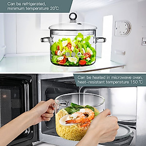 Glass Saucepan with Cover, 64 oz Stovetop Cooking Pot with Lid and Handle Simmer Pot Clear Soup Pot, High Borosilicate Glass Cookware, 22X17CM, B210ZOO0718Z71DJ2