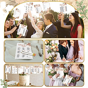 Funtery 220 Pieces Bridal Shower Games Cards Bridal Shower Games Supplies Including Wedding Cards and 20 Pcs Pencils for Bride and Groom Supplies Bachelorette Party Wedding Shower Party Favor (Boho)