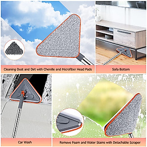 Wall Cleaner 98 Inch Wall Cleaner with Long Handle,HoMerit Wall Cleaner Mop 360° Rotatable Adjustable Cleaning Mop,Ceiling Dust Mop,Wall Cleaning Tool for Walls/Baseboard/Floors,6 Replacement Pads