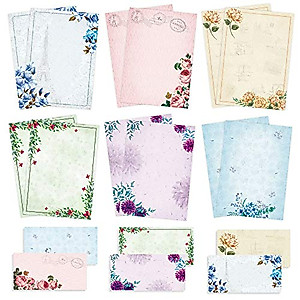Stationary Paper and Envelopes Set Pack of 48 - Japanese Stationery Set Vintage Floral Letter Writing Paper - 8.5 x 11 Inch