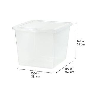 IRIS USA 36 Quart Plastic Storage Bin Tote Organizing Container with Latching Lid, Stackable and Nestable, Clear, 4 Pack