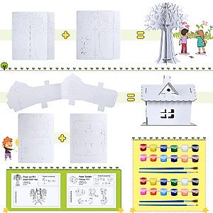 Kids Arts and Crafts Paper Puzzle Building and Painting Kit Holiday Party Activities DIY Craft Projects Toys for Boys Girls Age 3-5 4-8 8-12