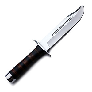 GCS Handmade Stacked Leather Handle D2 Tool Steel Tactical Hunting Knife with leather sheath Full tang blade designed for Hunting & EDC GCS 501