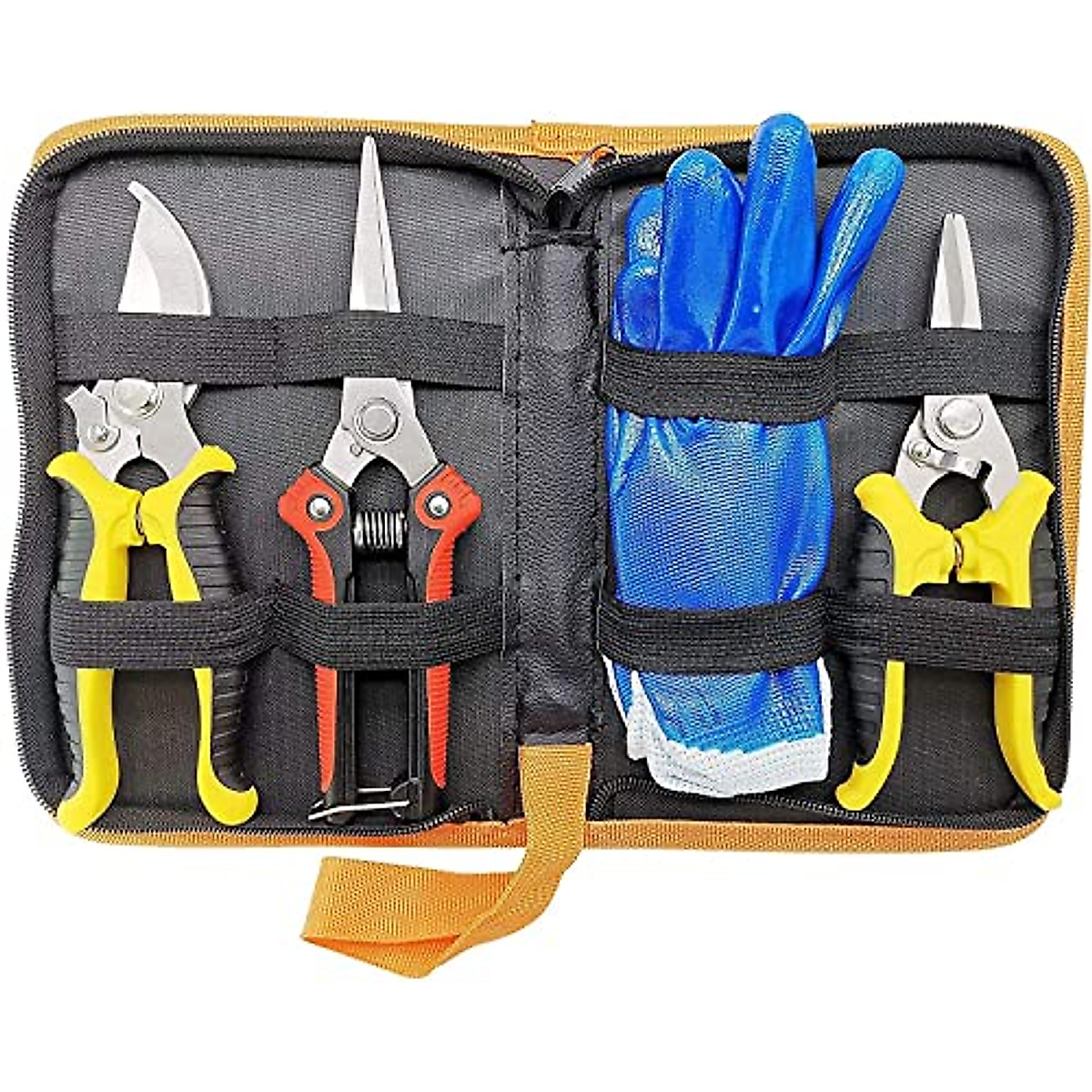 Garden Secateurs, Stainless Steel Pruning Shears, Garden Bonsai Tools, 3 Pack Ergonomic Garden Secateurs Set for Fruit Branch, Hedge, Fruits & Vegetables, Plants(With Garden Gloves and Box)