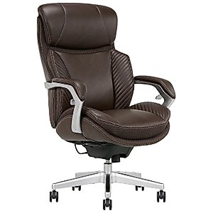 Serta iComfort i6000 Series Big & Tall Ergonomic Bonded Leather High-Back Executive Chair, Brown/Silver