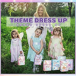 Outus 24 Pcs Butterfly Party Gift Bags Pink Purple Blue Party Gift Goodie Bags Thank You for Fluttering by Gift Bags with Handle for Butterflies Birthday Party Baby Shower Decoration