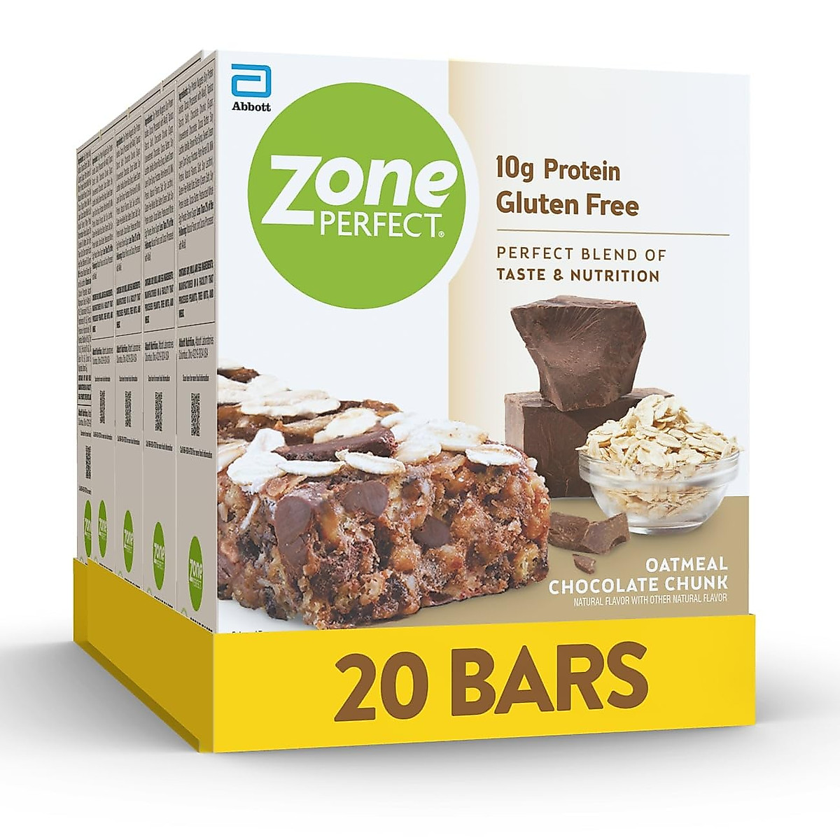 ZonePerfect Protein Bars, 10g Protein, Gluten-Free, Nutritious Snack Bar, Oatmeal Chocolate Chunk, 20 Bars