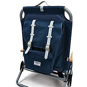 Sport-Brella SunSoul Folding Light-Weight Backpack Beach Chair,Cup Holders|Arm Rest|Foldable, Aluminum, Navy