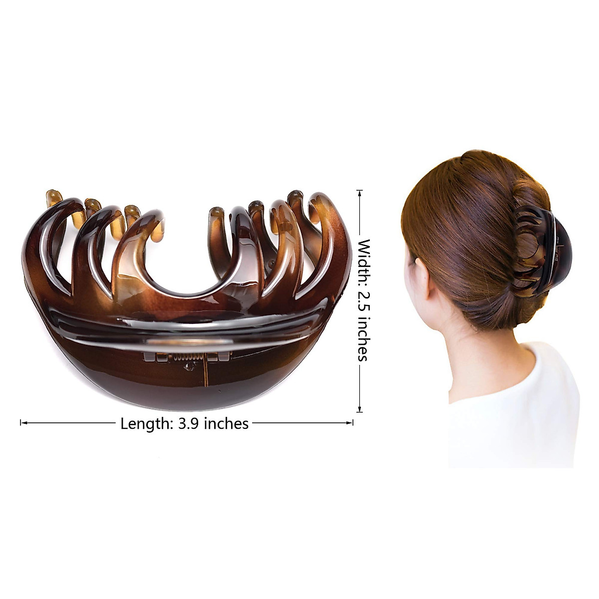 Youxuan Hair Claw for Women, 4 Inch Pretty Hair Clip, Hair Grip for Thick Hair, Coffee