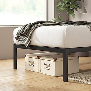 ZINUS Mia Metal Platform Bed Frame, Wood Slat Support, No Box Spring Needed, Easy Assembly, Black, 75" x 30" (Narrow Twin)