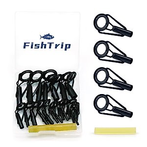 FishTrip Rod Tip Repair Kit 20pcs Fishing Rod Tips Replacement Kit Stainless Steel Ceramic Guides Ring Fishing Pole Eyelets Repair Kit
