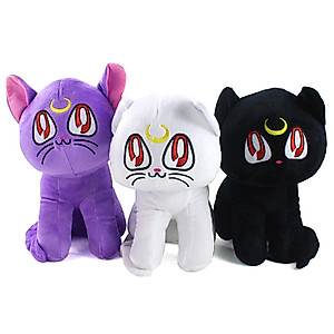 LINKOM Anime Plush Doll Pet Cat Soft Plushie Stuffed Animal Figure Toy 11” Gift Decoration for Kids Girls (28cm/11inch, Black)