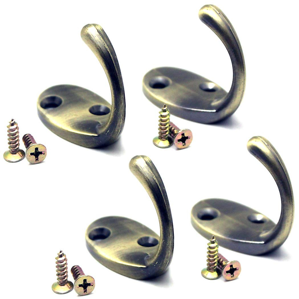 Ktdzone Coat Hooks Wall Mounted Robe Hook Single Coat Hanger with Screws Bronze 4Sets