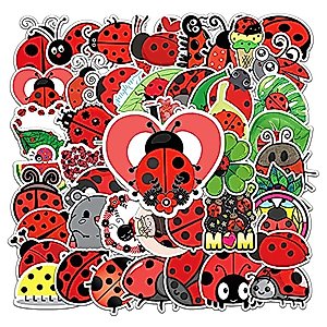 ACEPL Ladybugs Stickers 50pcs Cute Cartoon Ladybirds Vinyl Waterproof Stickers for Water Bottle Laptop Skateboard Guitar Scrapbook Phone Bicycle Computer Decal for Kids Teens