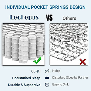 Twin Mattress, Lechepus 12 Inch Cooling Gel Memory Foam Hybrid Mattress with Pocket Innerspring, Medium Firm Pillow Top Mattresses for Supportive & Pressure Relief