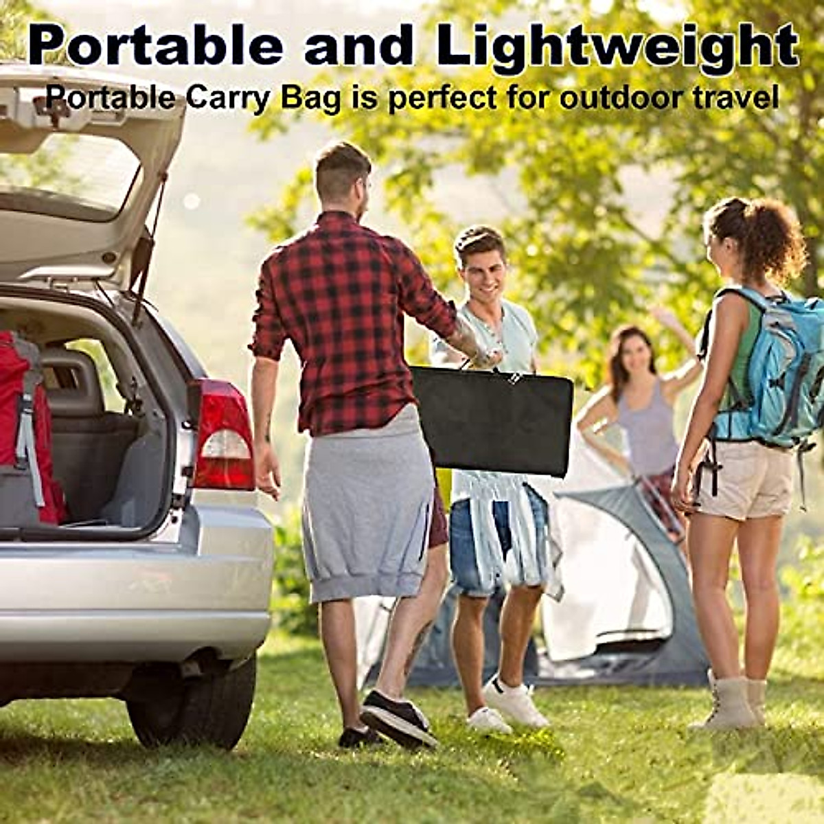 QILEBA Projector Screen with Stand, 120 Inch Outdoor Projection Screen, Portable Indoor HD 4K Thickened Wrinkle-Free Fast Folding Movie Screen with Carry Bag for Home Theater Camping Backyard Cinema