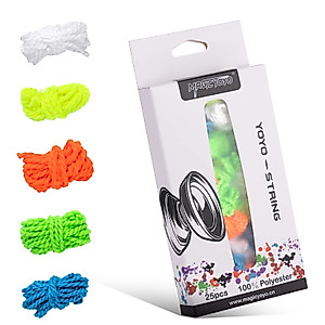 MAGICYOYO 100% Polyester Professional Yoyo Strings for Responsive and Non Responsive Yoyos - Pack of 25,Blue, Green, White,Yellow, Orange