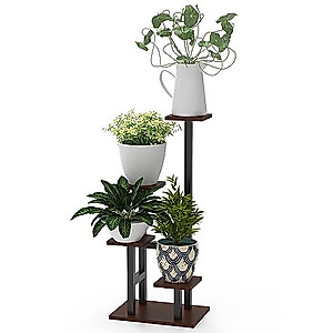 BEX Metal Plant Stand Indoor & Outdoor Plant Stand - Four Tier Metal Plant Stand For four Planters, Tall Tired Planter Holder for Garden Balcony Living Room Office & Patio Decoration, Orchids & Flower Pot Organizer Stand