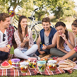 Blushtier 10 Pcs Overnight Oats Containers with Lids 24 oz Leak Proof Oats Jars Reusable Plastic Food Storage Meal Prep Container for Yogurt Cereal Soup Milk Salad Dishwasher Safe