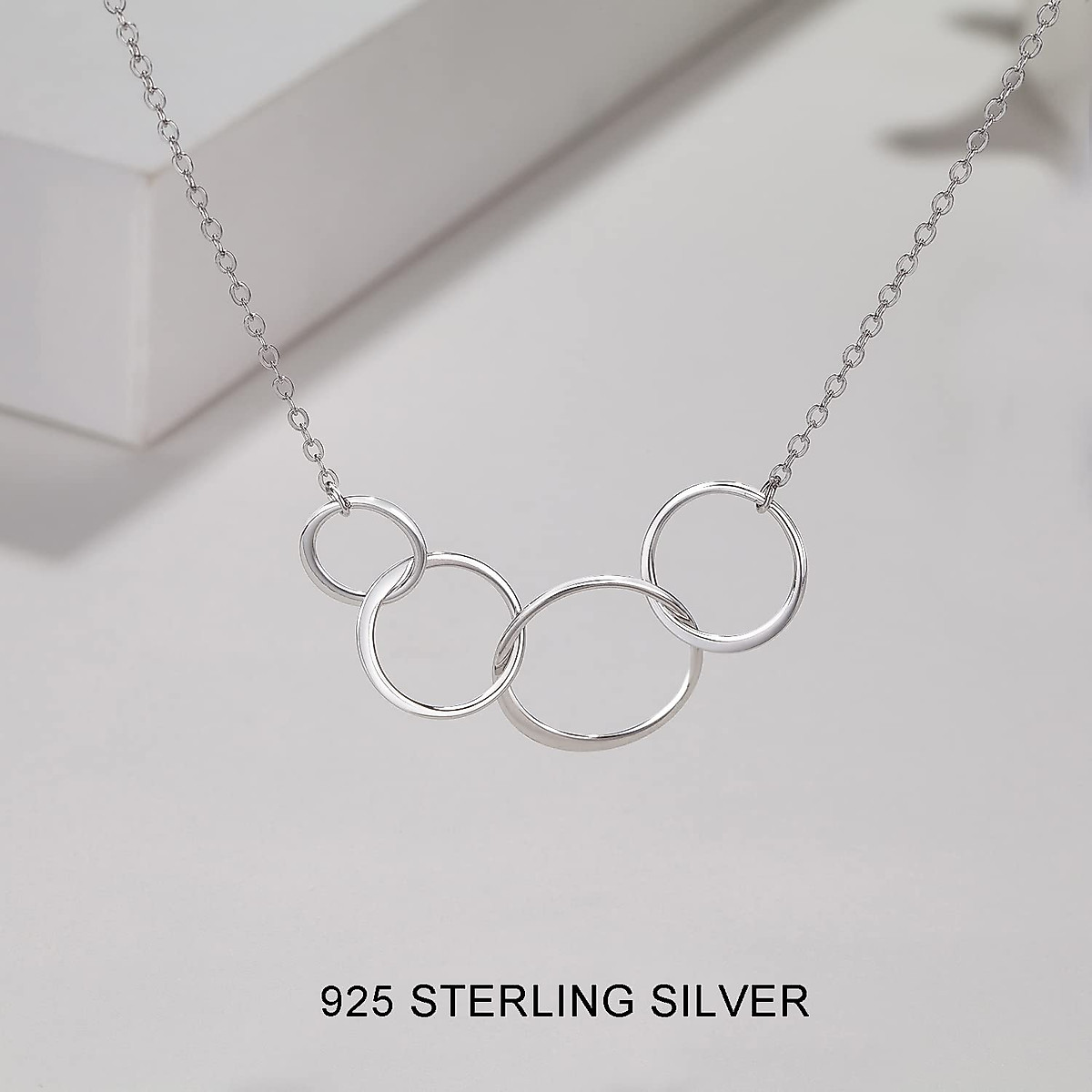 AnalysisyLove 40th Birthday Gifts for Women - Sterling Silver Infinity 4 Circle 4 Decades Necklace, Mothers Day Jewelry Mom Gift