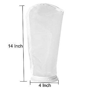 Honritone 4 Inch Nylon Mesh Filter Socks Bag 50 Micron by 14 Inch Long Aquarium Sump Water Filter Bags 3 Pack (50 Micron/um)