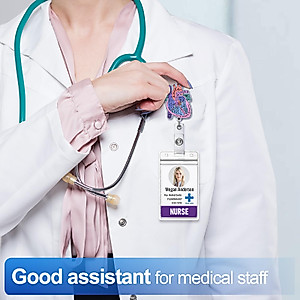 Cardiac Badge Reel Holder Retractable with ID Clip for Nurse Nursing Name Tag Card Heart Anatomy Nursing Student Doctor RN LPN Medical Assistant Work Office Alligator Clip Badge Accessories