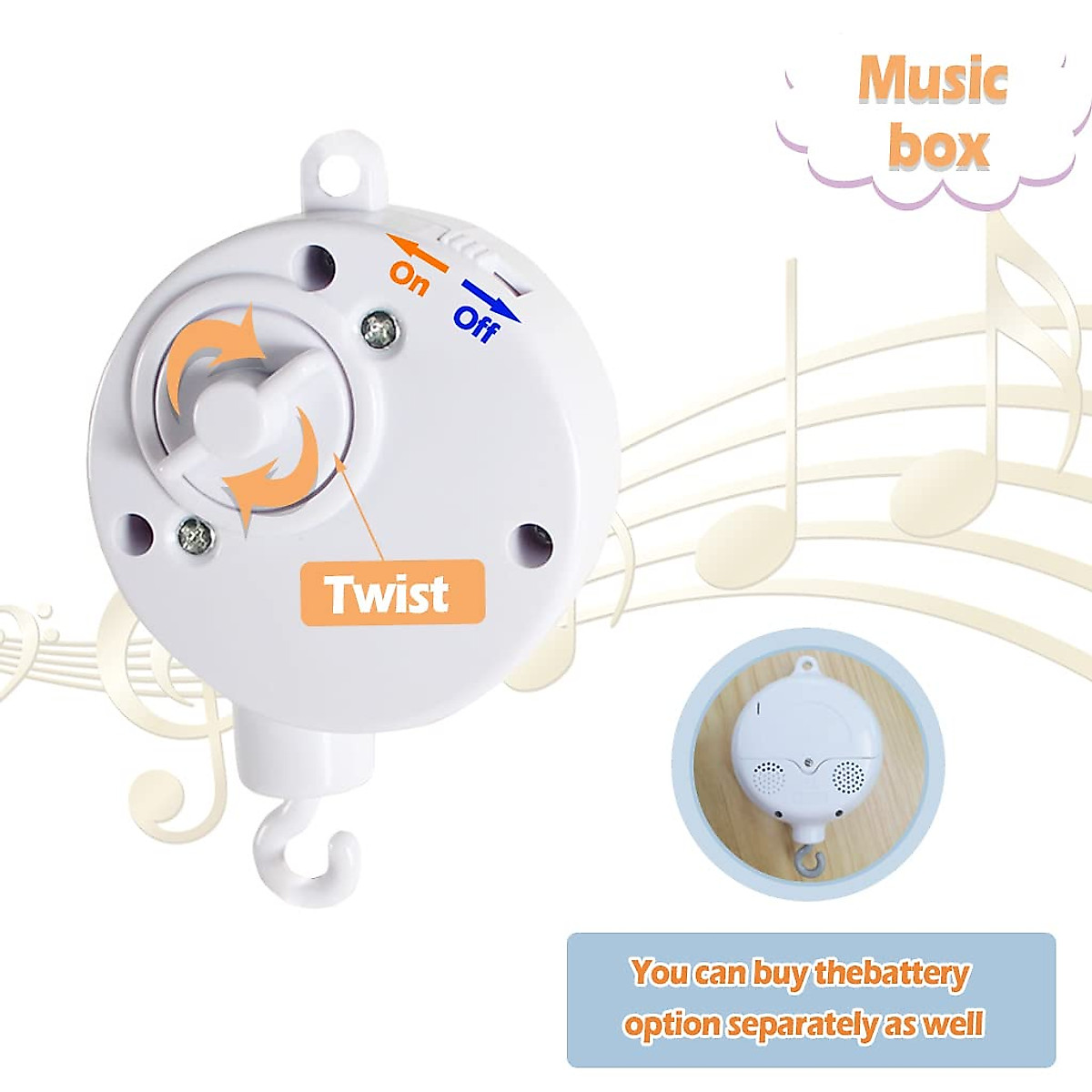 KAKIBLIN Baby Crib Mobile, Mobile for Crib with Hanging Rotating Toys, Nursery Mobile for Newborns with Music Box, Black and White Mobile for Baby Girls & Boys 0-24 Months,Owl