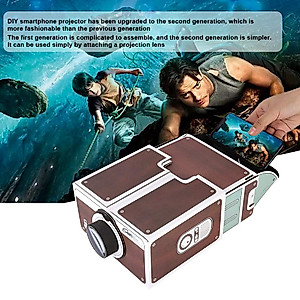 DIY Cardboard Smartphone Projector,ASHATA Second-Generation Mini DIY Home Portable Smart Mobile Phone Projector Home Cinema,Home Theater Phone Screen Magnifier Providing 8X Image Magnification