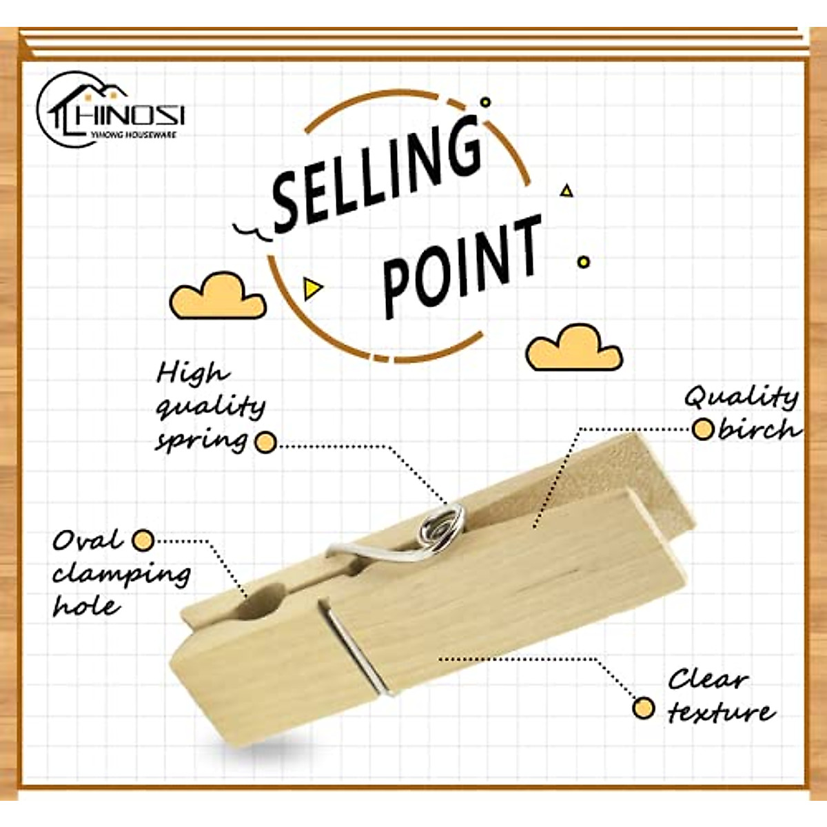 30pcs Large Wooden Clothespins, Sturdy and Heavy Duty Clothes Pins for Hanging, Outdoor, Crafts