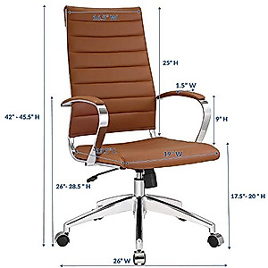 Modway Jive Ribbed High Back Tall Executive Swivel Office Chair With Arms In Terracotta
