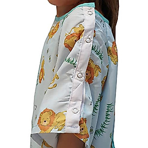 3 Pack - Pedatric IV Gown, Woven, 100% Polyester, Lazy Lion Blue Background (4 to 6 Year Old)