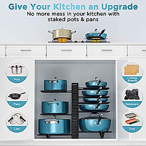 8 Tier Pot Rack & Expandable Pot Organizer