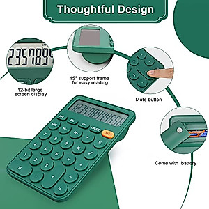 Standard Calculator 12 Digit,6.2 * 4.2in Desktop Large Display and Buttons,Calculator with Large LCD Display for Office,School, Home & Business Use,Automatic Sleep,15 °Tilt Screen (Green)