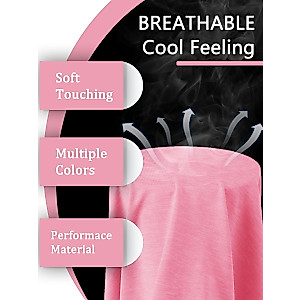 TACVASEN Lightweight Breathable Golf Polo Shirt for Men Elastic Quick Dry Fit Hiking Running Outdoor Shirt for Men Pink