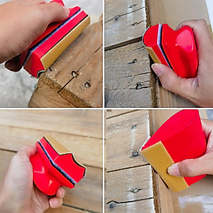 16-Piece Contoured Profile 4" Hand Sanding Block Set with 40 Sheet Hook & Loop Sandpaper Kit - Interchangeable Assorted Convex & Concave Shapes for Woodworking Furniture, Auto Paint and Crafts