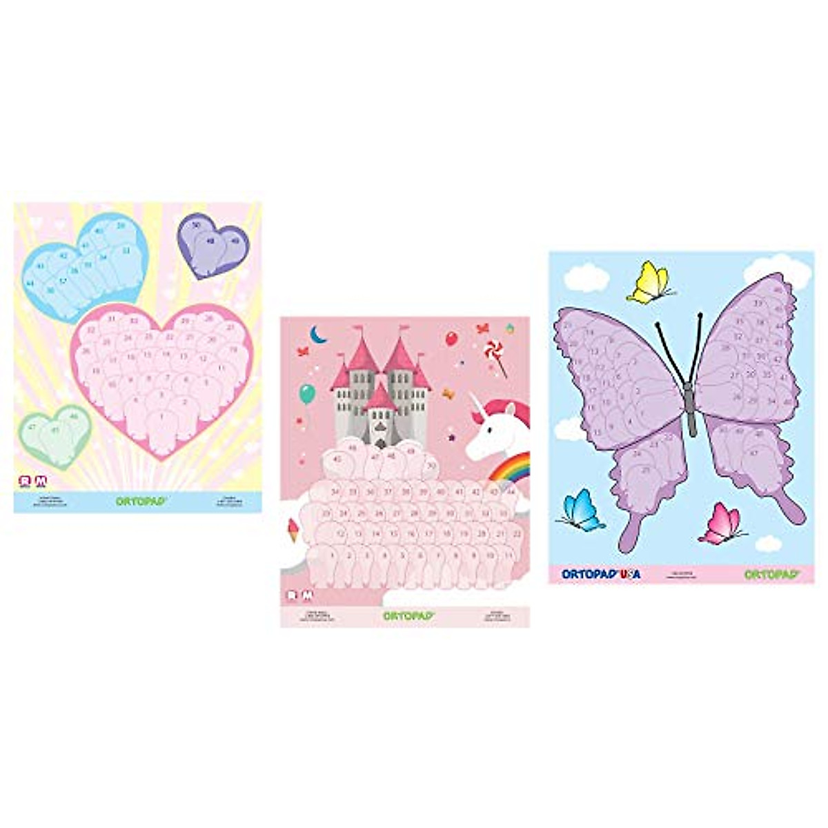 Ortopad® Girls Reward Poster Pack, includes 3 posters, Hearts / Castle / Butterfly