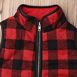 Ayalinggo Toddler Baby Girls Winter Warm Vest Clothes Buffalo Plaid Jacket Kids Puffer Quilted Gilet Coat (Red Plaid Vests, 4-5T)