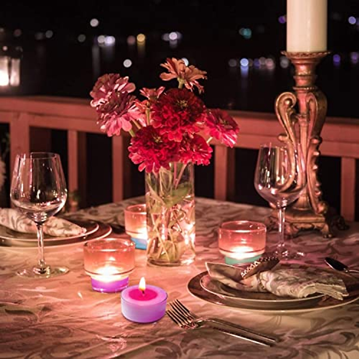 Kenking Lilac Scented Tealight Candles, 30 Packs Hot Pink Soy Wax Tea Lights, 4-5 Hour Burn Time for Dinner Table Holiday Parties