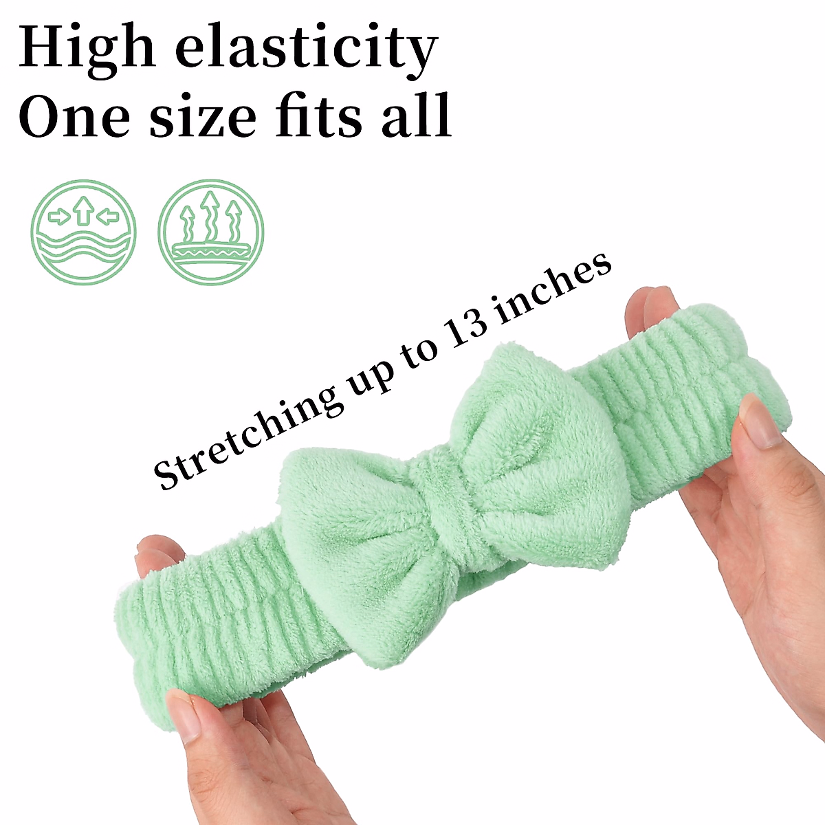 Ayesha Green Spa Headband and Wristband Set for Skincare Makeup Headband Wrist Cuffs for Washing Face Bubble Skincare Hairband for Women Girls